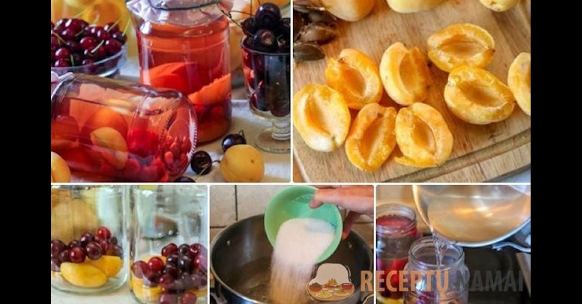 Mėgstamiausias abrikosų ir vyšnių kompotas: ryškus, aromatingas ...